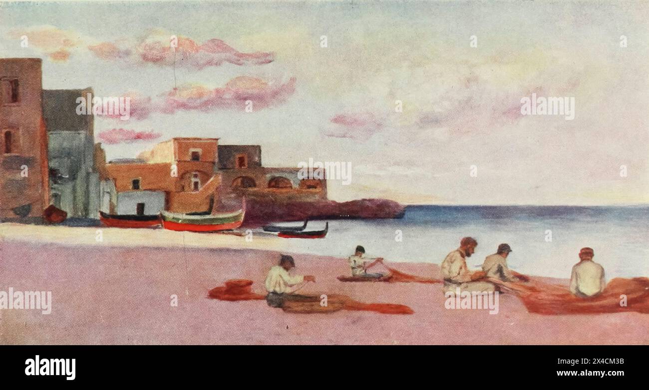 Evening upon the Beach of the Marina of Ischia from the book ' Naples ...