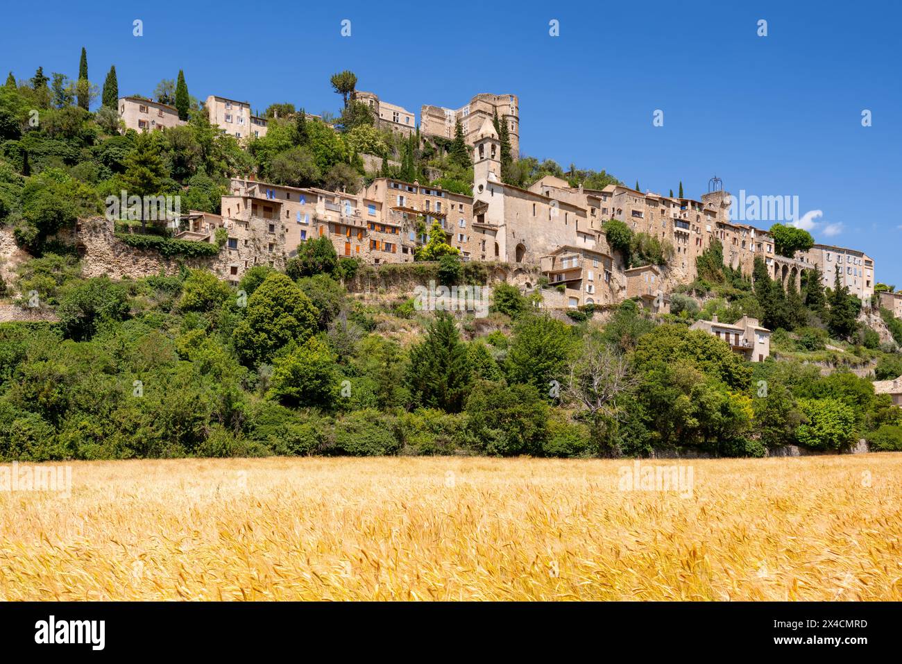 Montbrun-les-Bains medieval village in summer. The Provence hilltop ...