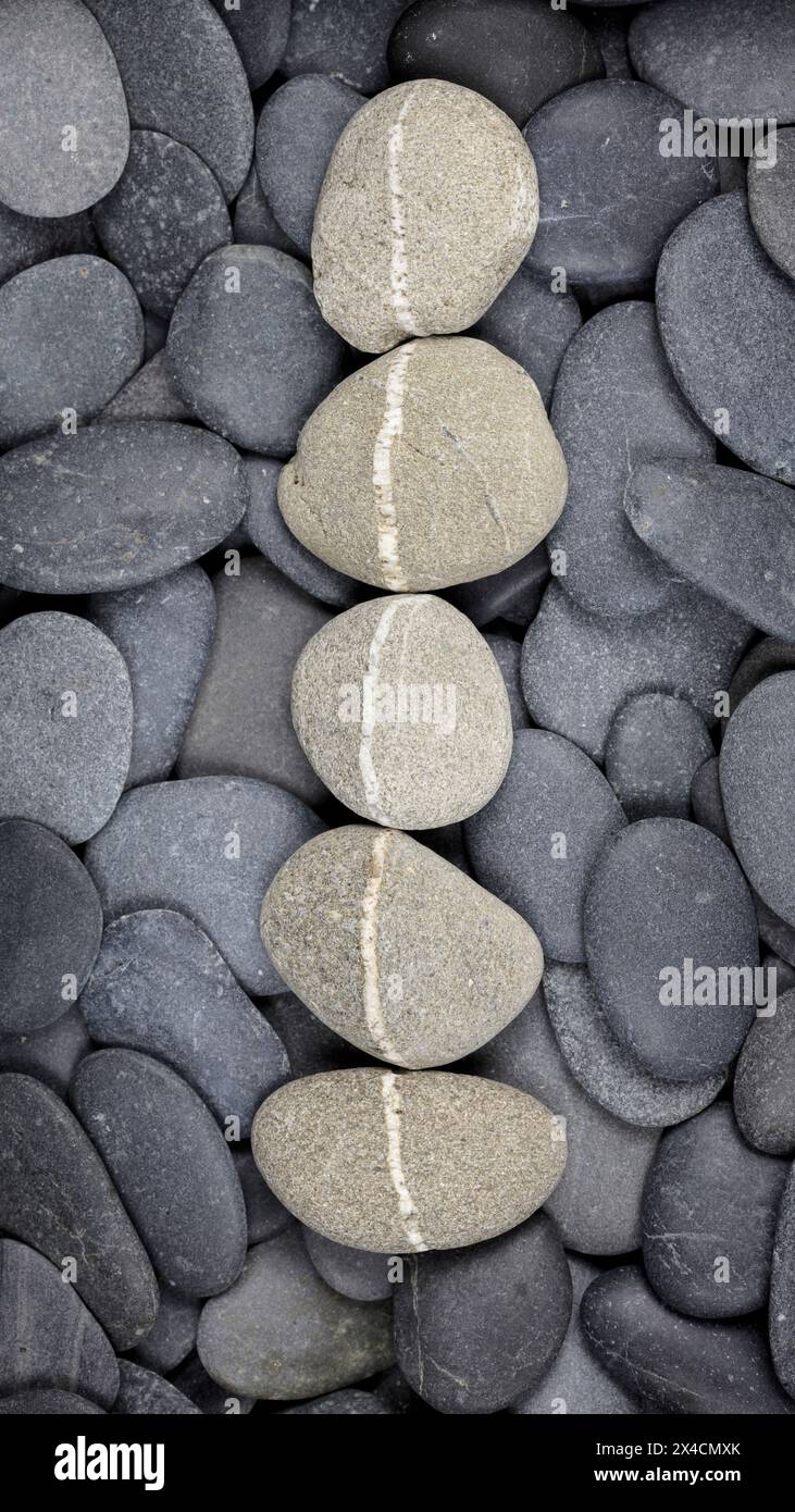 USA, Washington State. Rocks aligned in a row Stock Photo - Alamy