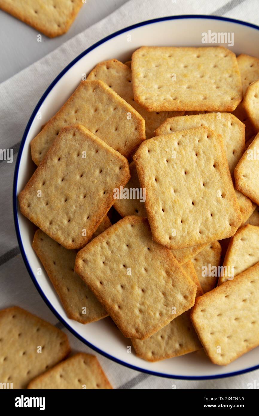 Oven Baked Crackers on a Plate, top view. Close-up Stock Photo - Alamy