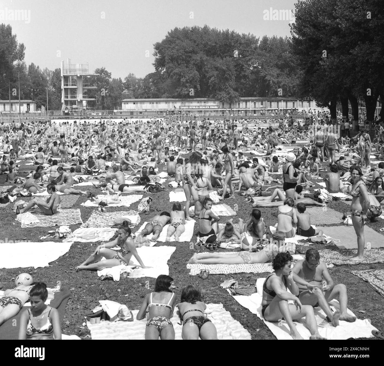 Bucharest, Socialist Republic of Romania in the 1970s. Hundreds of ...