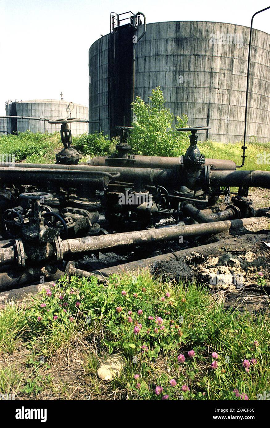Ploiesti, Romania, 1990. View of the Petrobrazi Refinery a few months ...