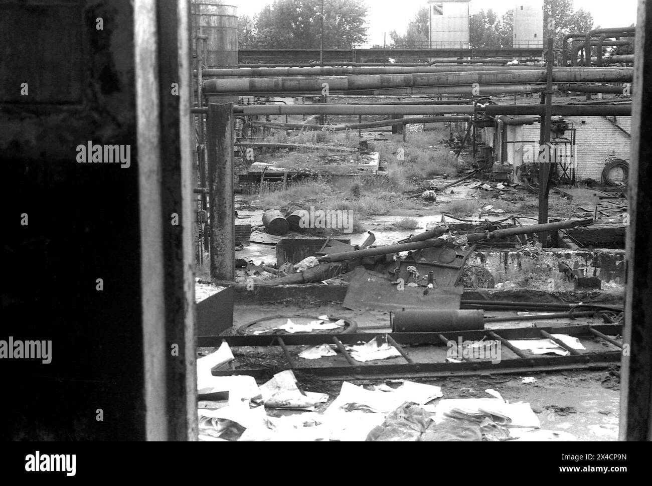 Ploiesti, Romania, 1990. View of the Petrobrazi Refinery a few months ...