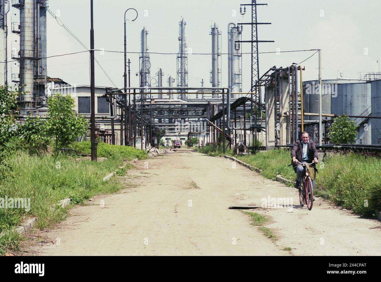 Ploiesti, Romania, 1990. View of the Petrobrazi Refinery a few months ...