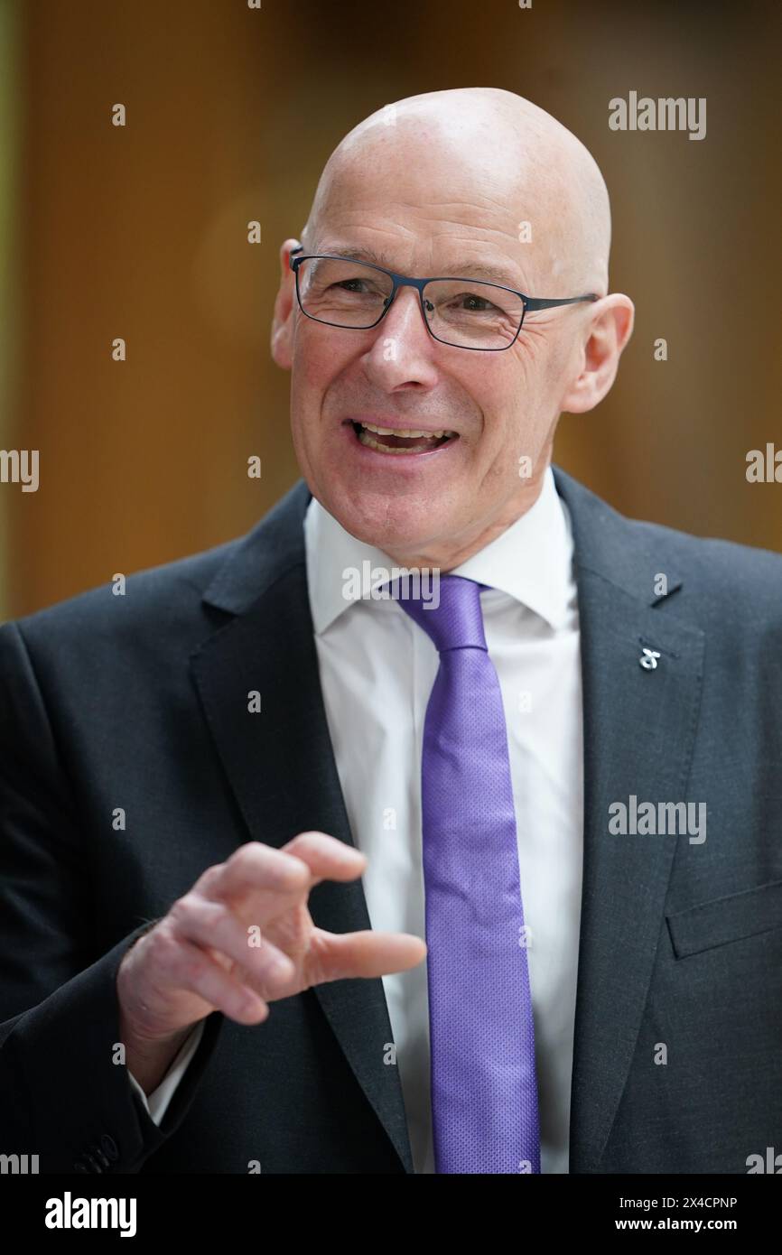 MSP John Swinney at the Scottish Parliament in Edinburgh, after he ...