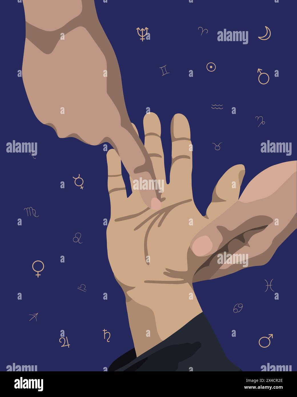 Vector isolated illustration of life line reading. Palmistry. Foresight ...