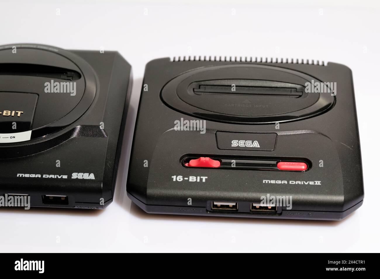 Newcastle UK: 21st Jan 2024: A closeup of a Sega Mega Drive MOdels I ...