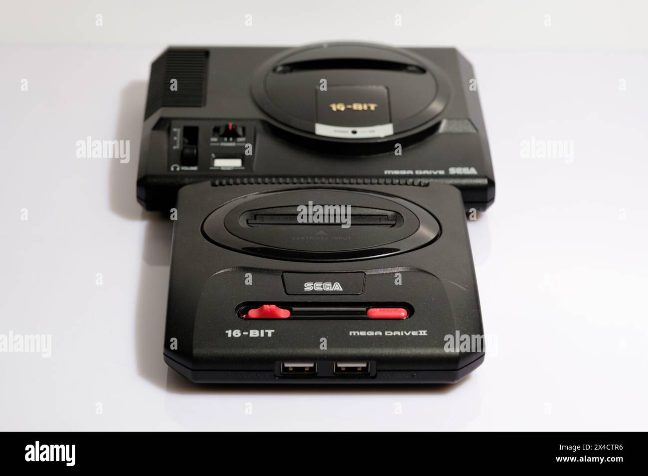 Newcastle UK: 21st Jan 2024: A closeup of a Sega Mega Drive MOdels I ...