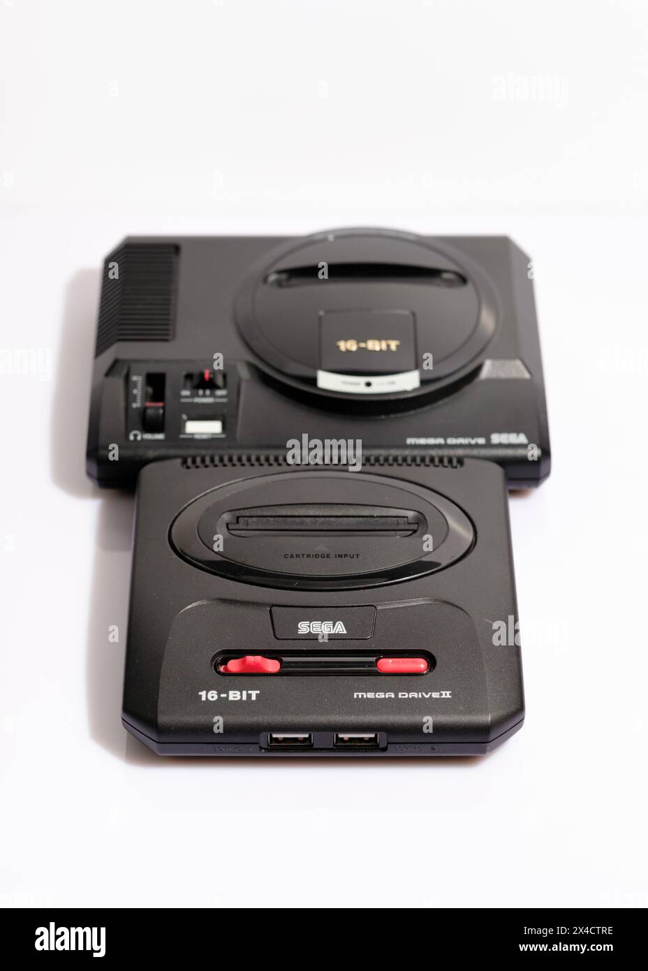 Newcastle UK: 21st Jan 2024: A closeup of a Sega Mega Drive MOdels I ...