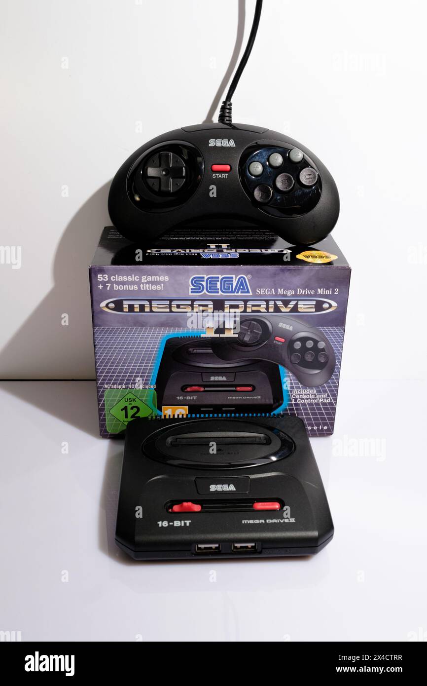 Newcastle UK: 21st Jan 2024: A closeup of a Sega Mega Drive II mini ...
