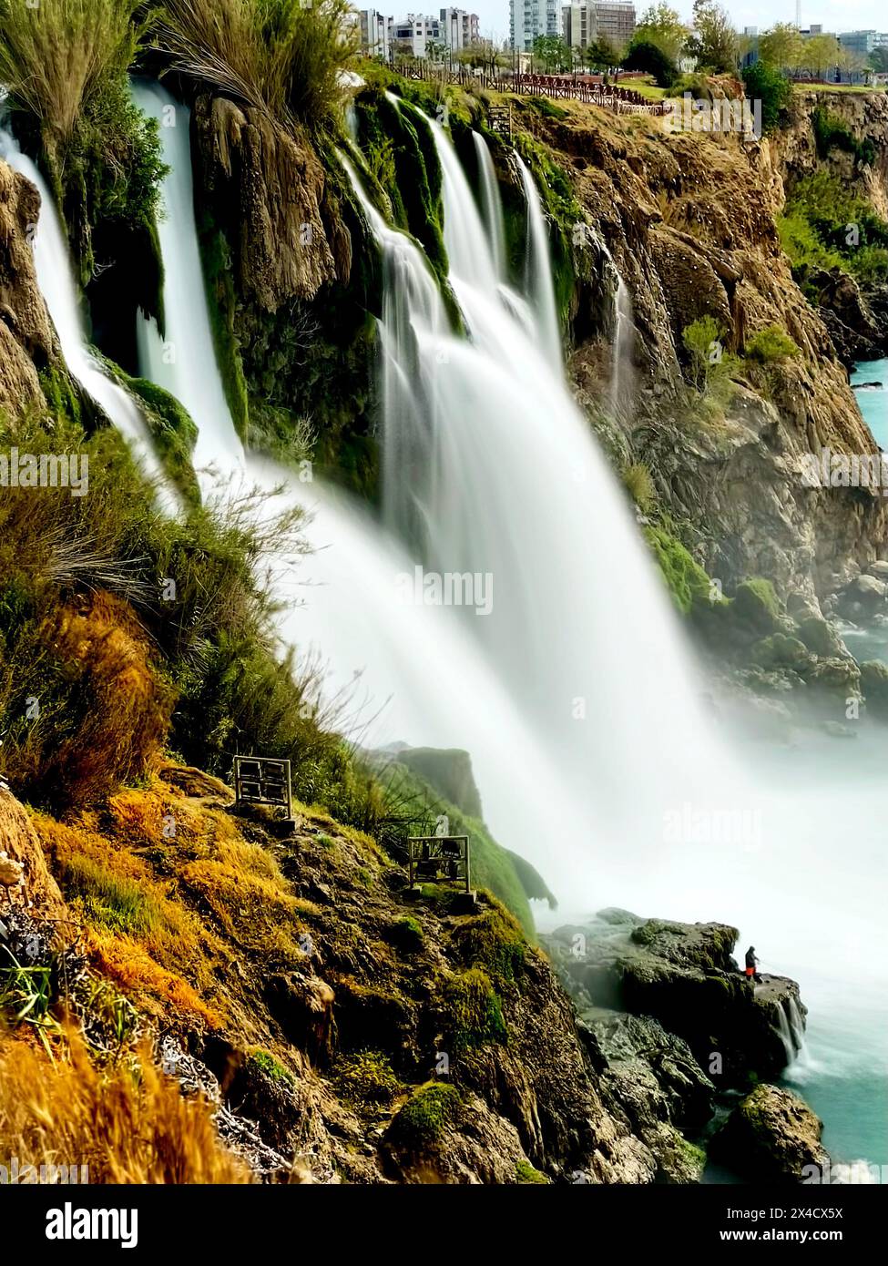 Beautiful view on Lower Duden Waterfalls with its dramatic 40 meter ...