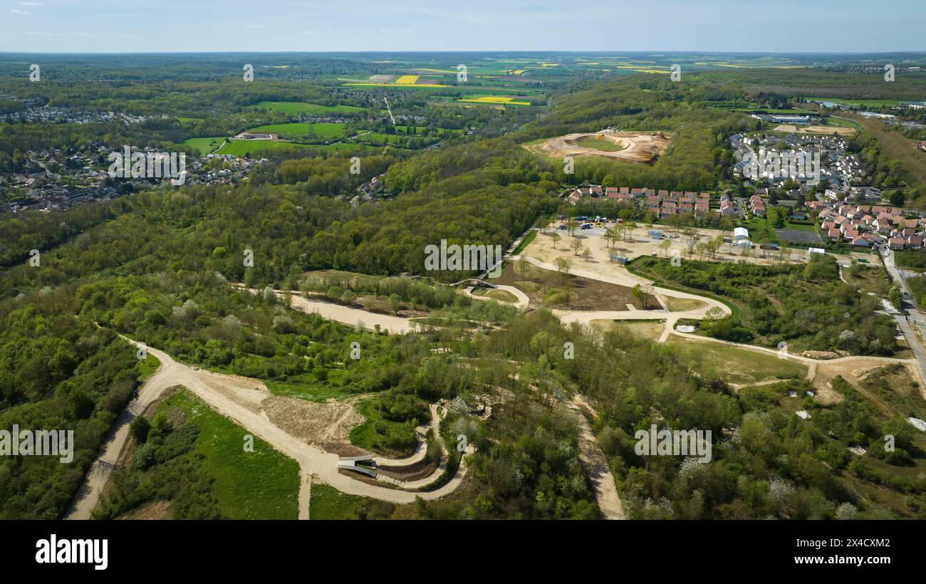 Elancourt, France. 02nd May, 2024. Tracks for the Olympic mountain bike ...