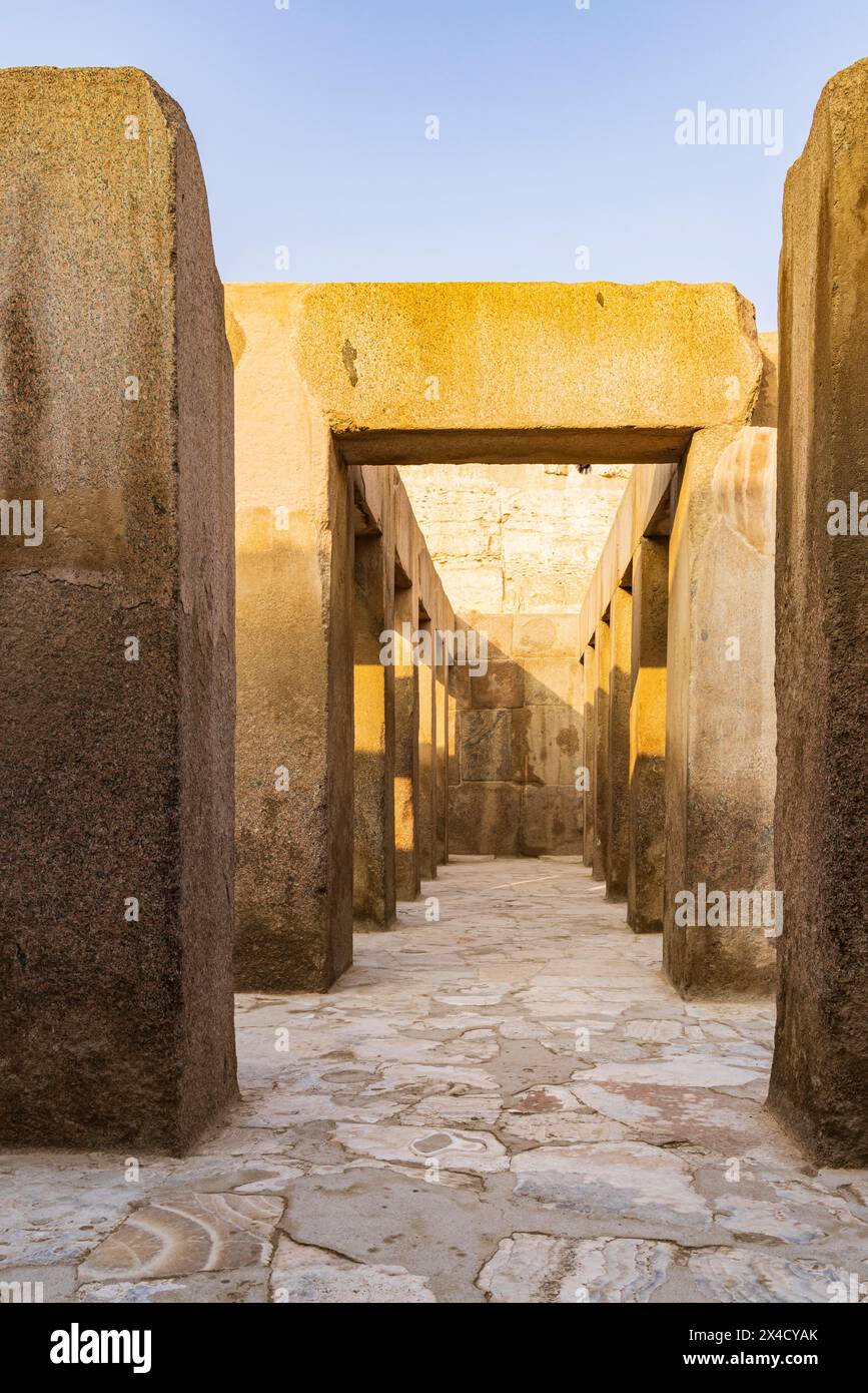 Giza, Cairo, Egypt. Temple ruins at the Great Pyramid complex Stock ...