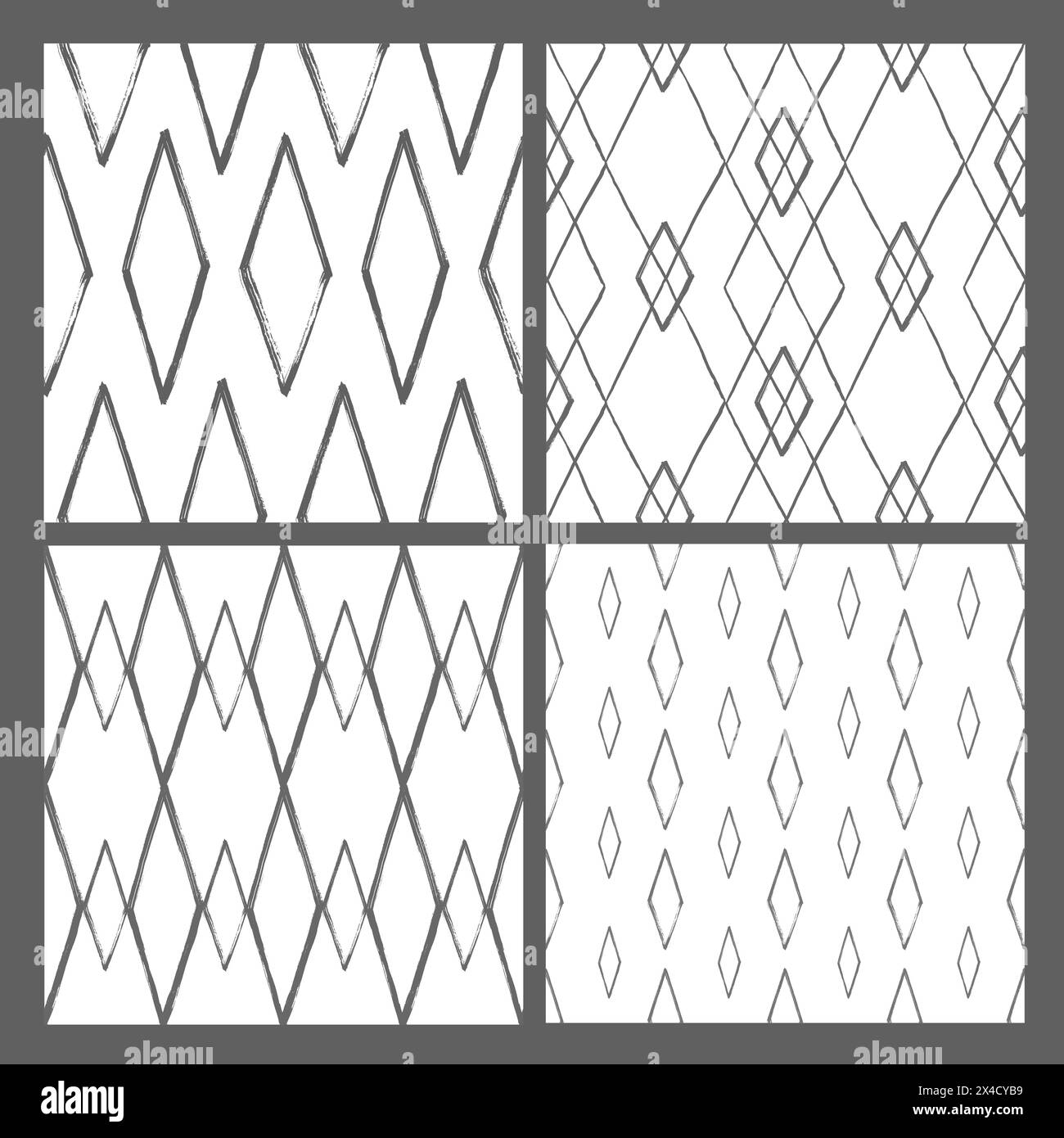 Argyle patterns from brush strokes. Set of vector diamond backgrounds ...