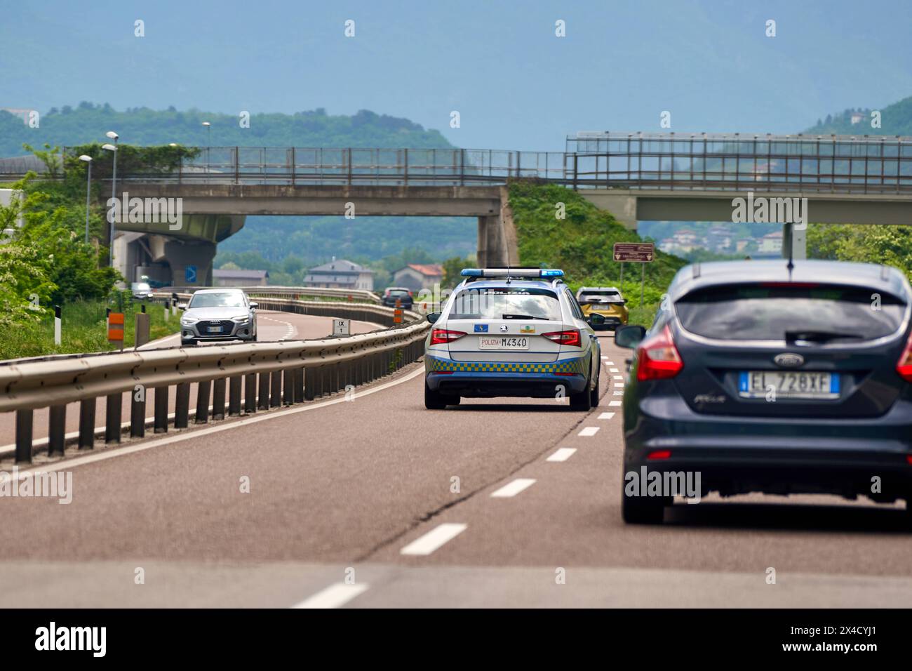 Autostrada, Italy - May 1, 2024: A patrol car of the Italian police ...