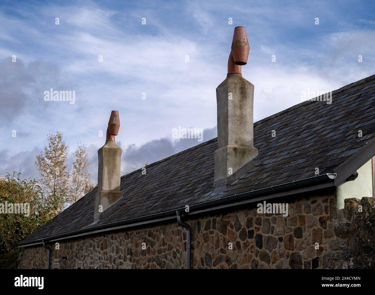 Unusual chimney pots in Devon, England Stock Photo - Alamy