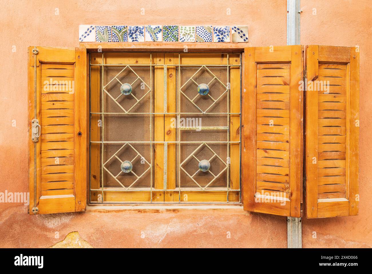 Faiyum, Egypt. Barred window with wooden shutters Stock Photo - Alamy