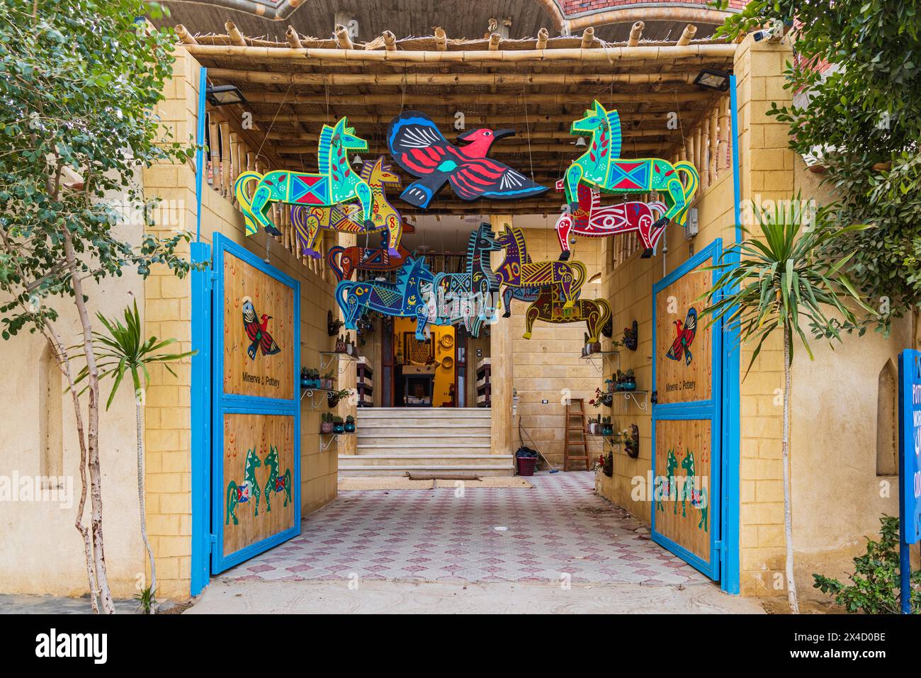 Faiyum, Egypt. Entrance to a crafts store. (Editorial Use Only Stock ...