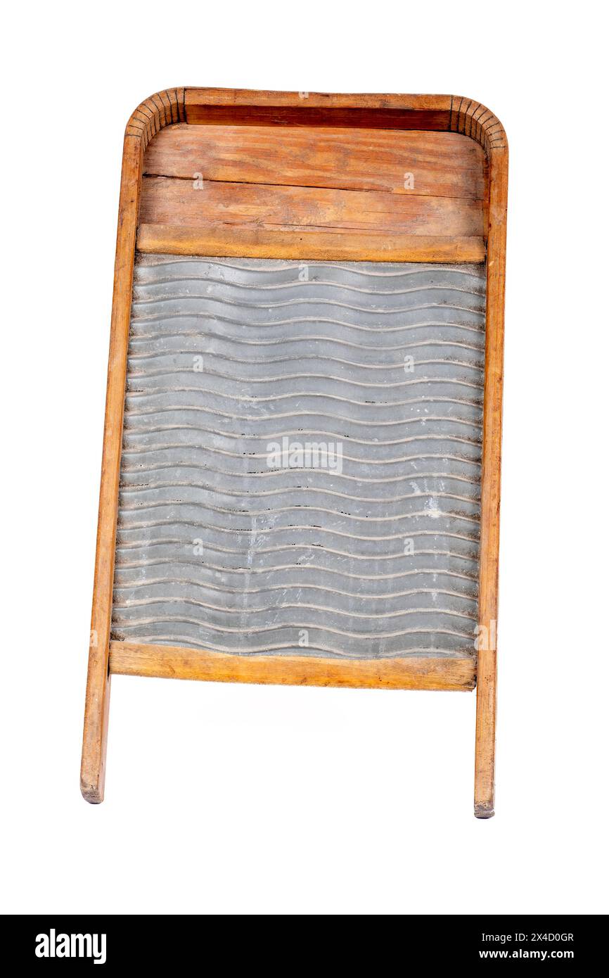 Vintage Wooden Washboard for Retro Laundry Chores on White Background ...