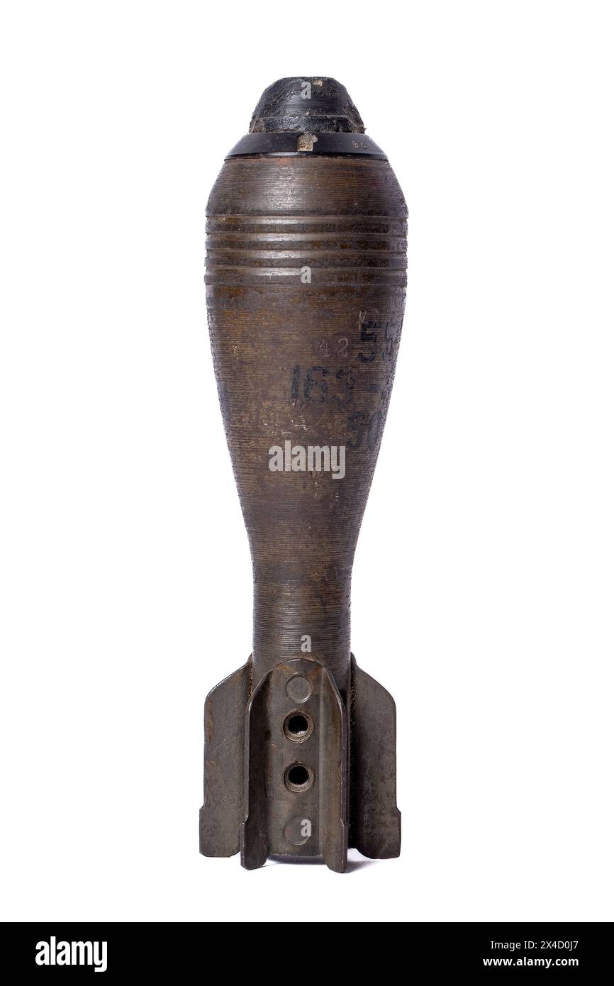 Vintage German World War II Mortar Mine on White Background Stock Photo ...