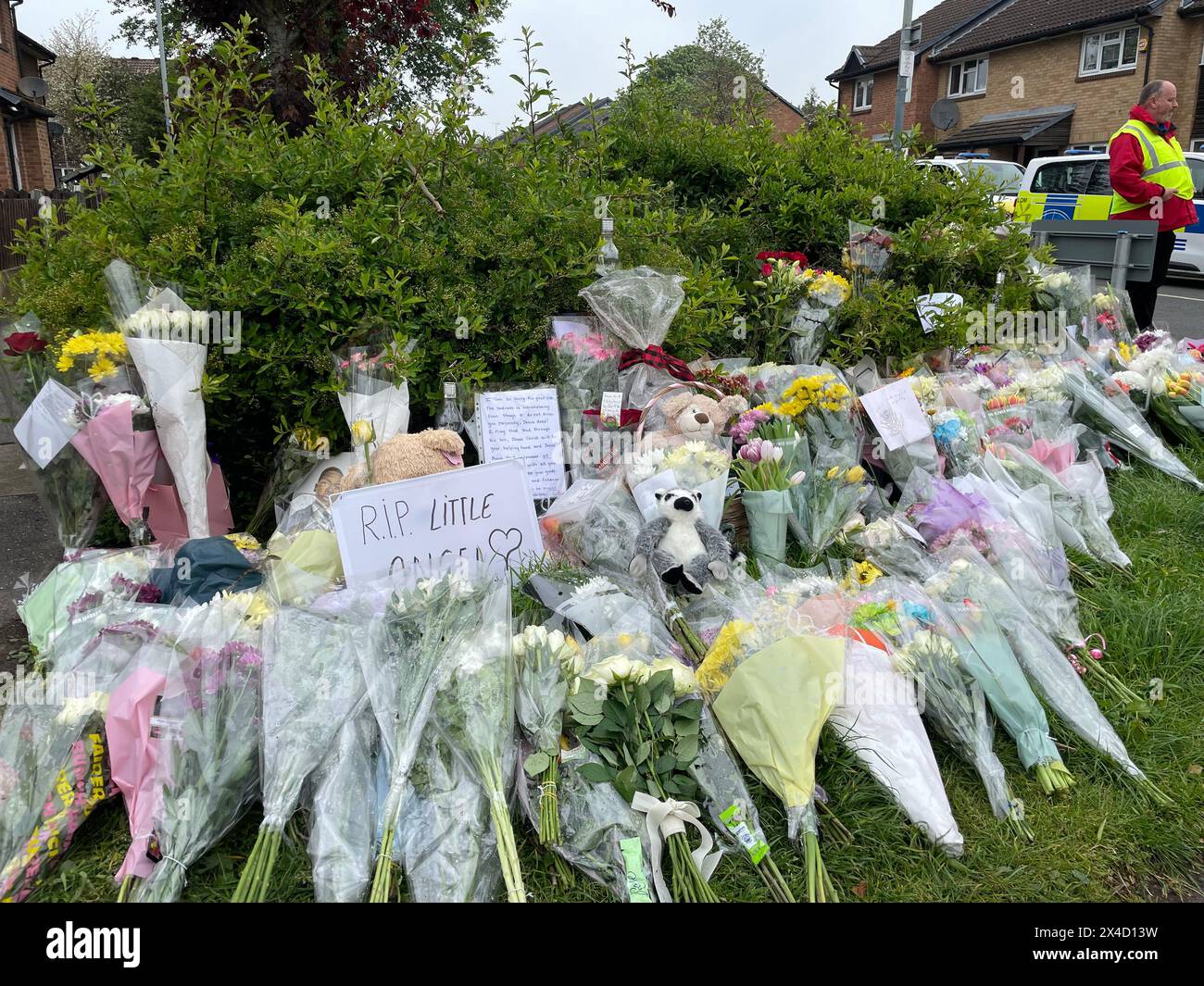 Floral tributes placed at the scene in Hainault, north-east London ...