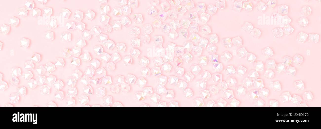 Banner with texture made from shiny iridescent beads scattered on a ...