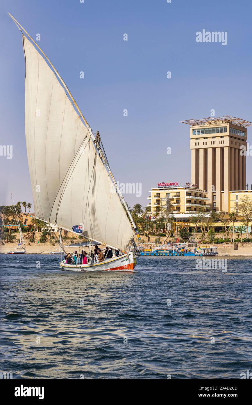 Luxor, Egypt. Felucca carrying tourists on the Nile River. (Editorial ...