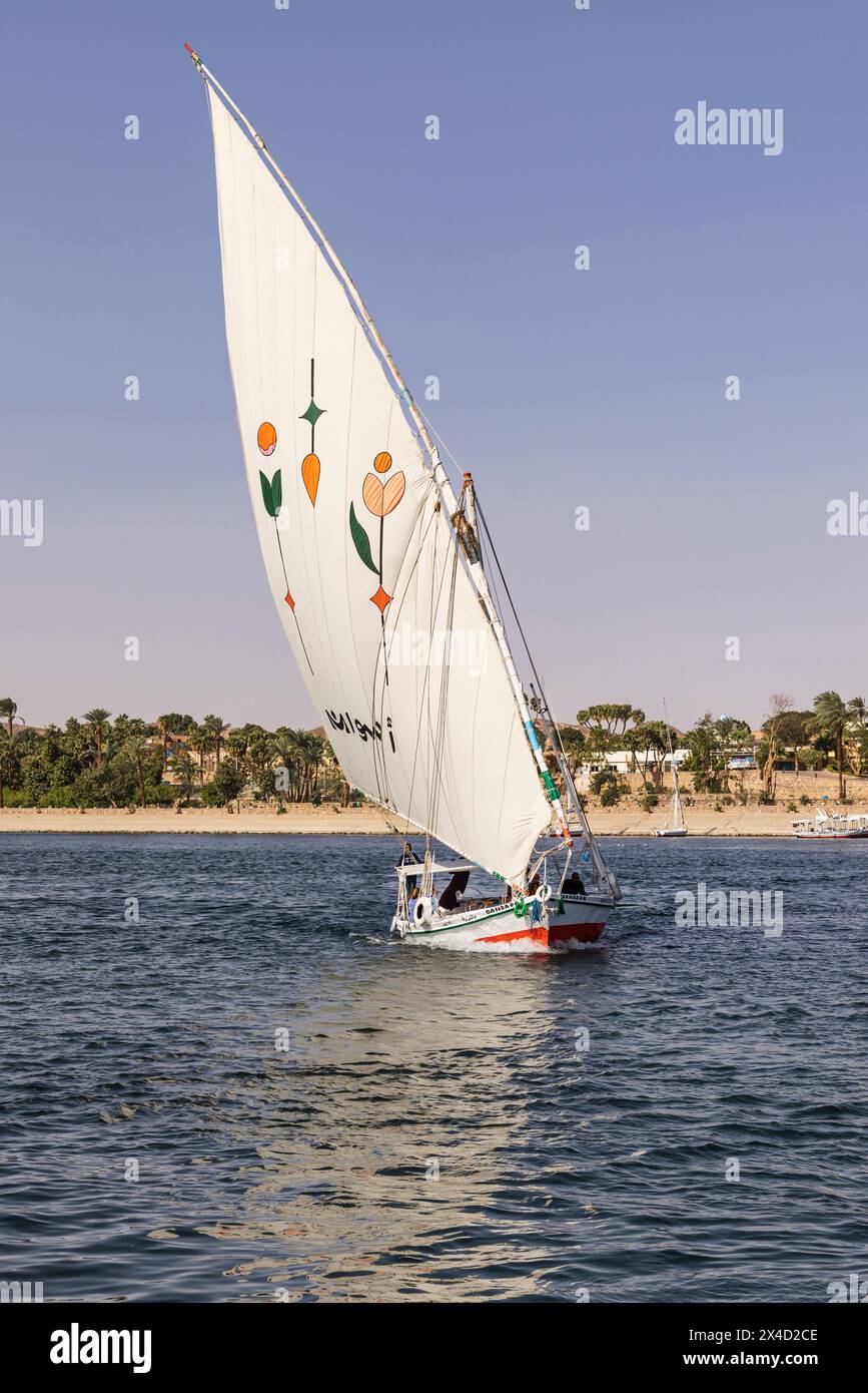 Luxor, Egypt. Felucca carrying tourists on the Nile River. (Editorial ...