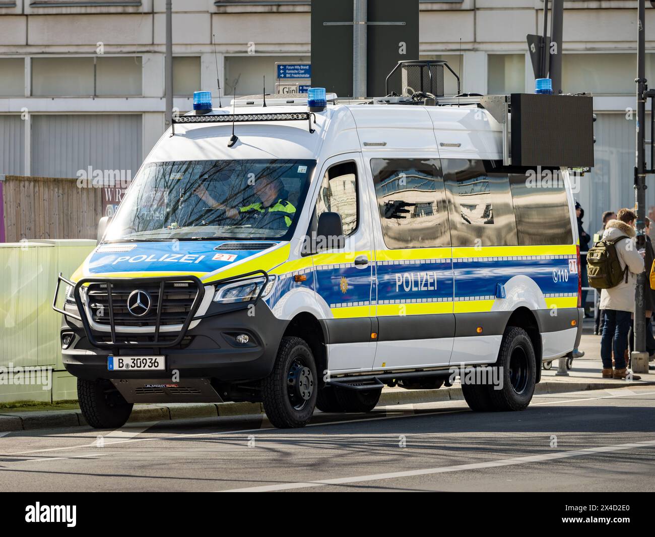 Police car B-30936 used at a demonstration in the capital city. The ...