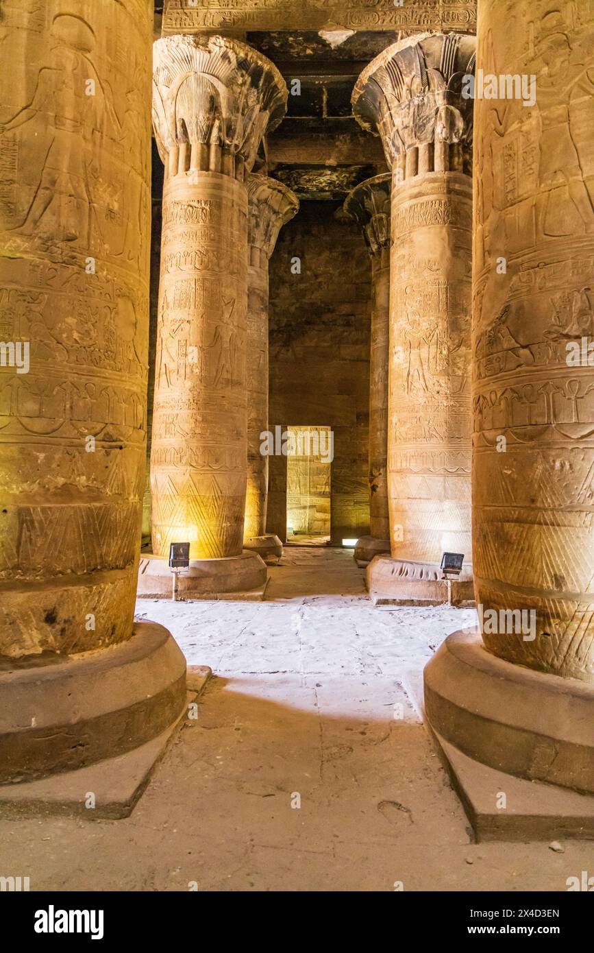 Edfu, Aswan, Egypt. Columns in the Temple of Horus. (Editorial Use Only ...