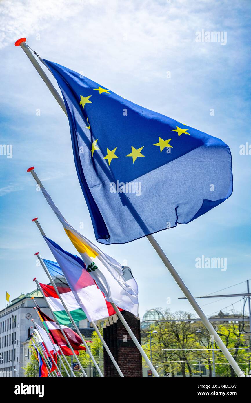 THE HAGUE - The flags of the 10 EU countries that joined the European ...