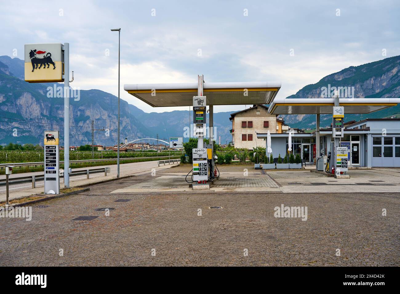Italy - May 1, 2024: Empty Eni filling station without cars in Italy ...