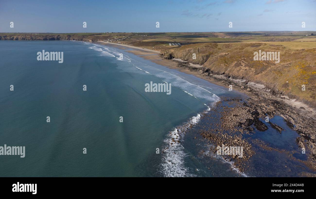 Aerial view of Newgale beach,Pembrokeshire,Wales,Atlantic Stock Photo ...