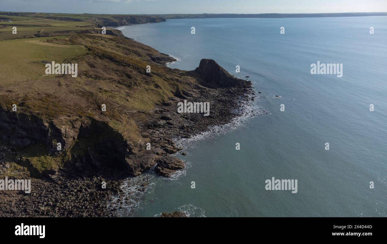 Aerial view of Newgale beach,Pembrokeshire,Wales,Atlantic Stock Photo ...