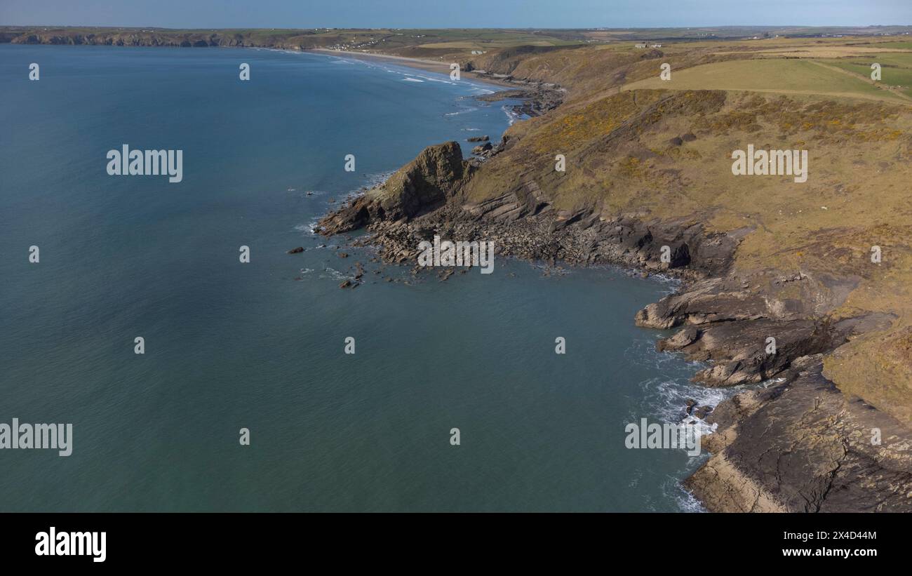 Aerial view of Newgale beach,Pembrokeshire,Wales,Atlantic Stock Photo ...