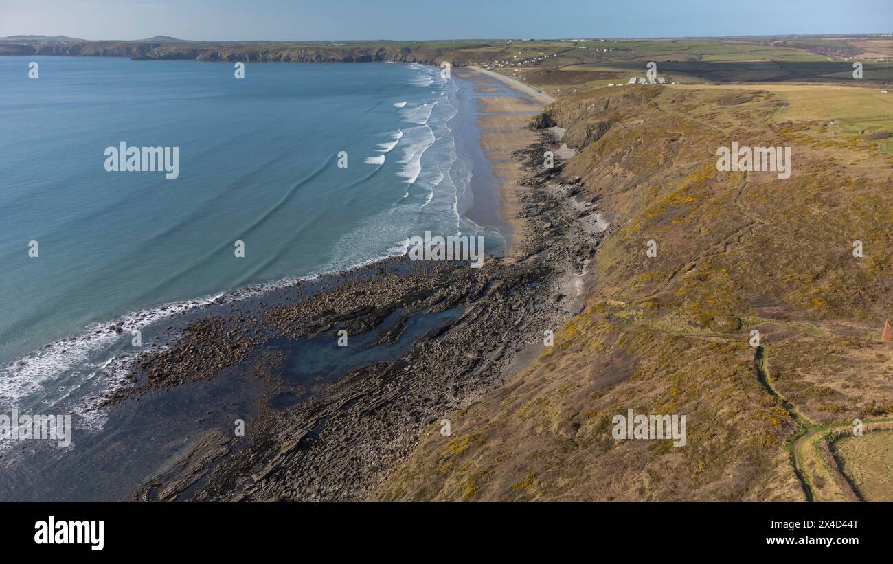 Aerial view of Newgale beach,Pembrokeshire,Wales,Atlantic Stock Photo ...