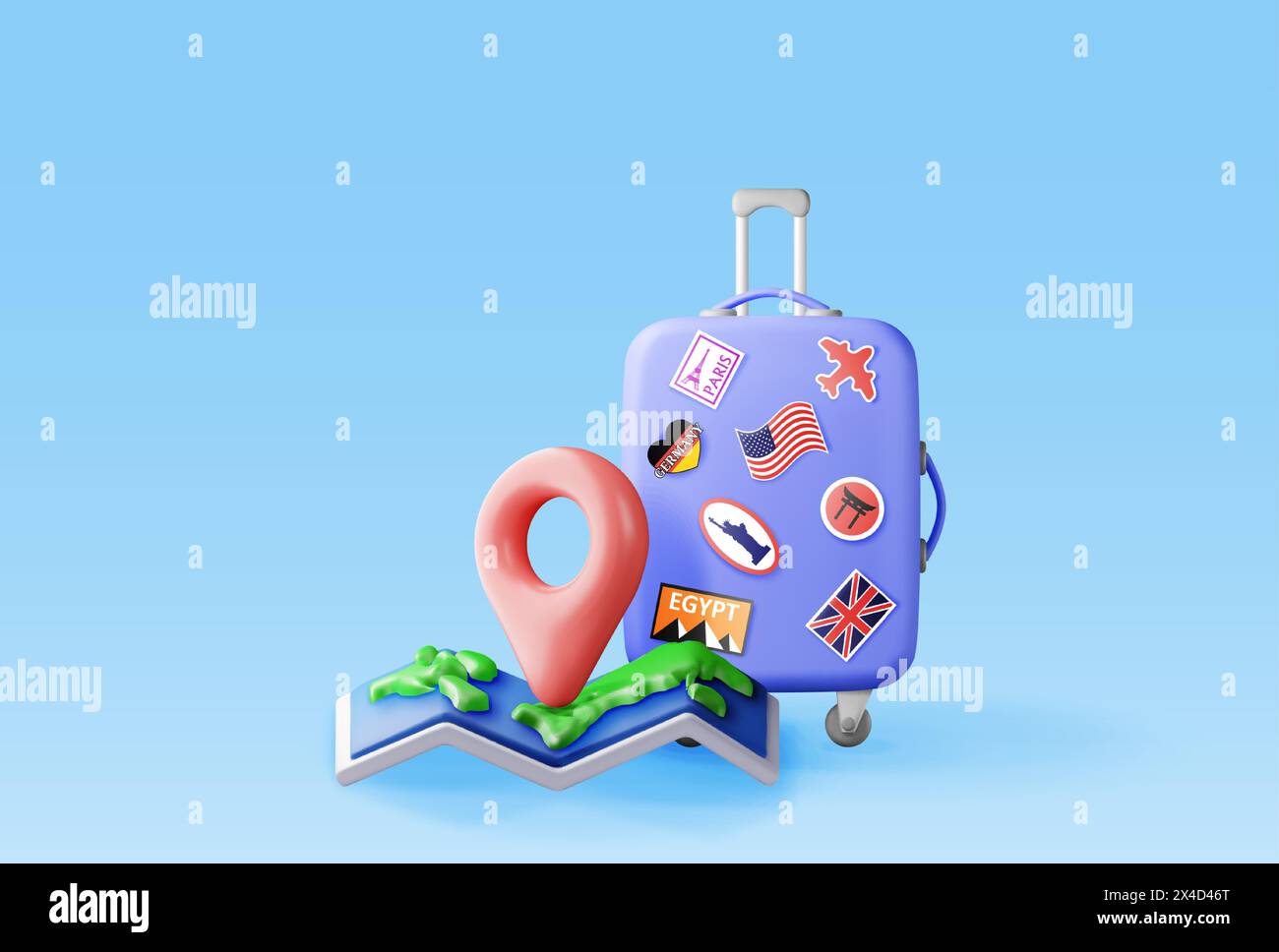 3d plastic suitcase with folded paper map Stock Vector Image & Art - Alamy