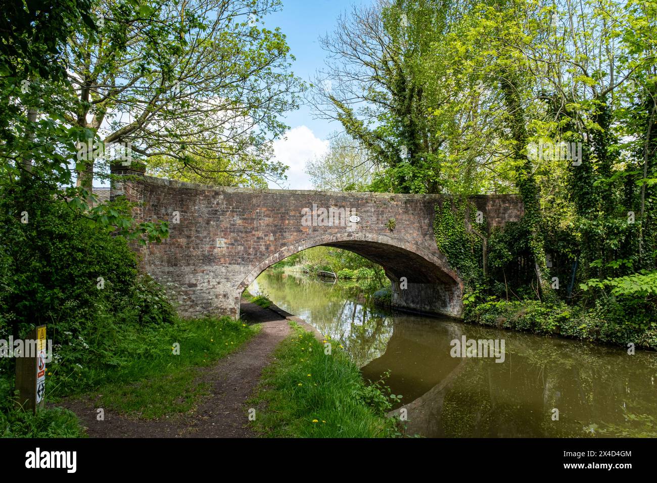 Arch bridge over the Trent and Mersey canal in the Cheshire countryside ...