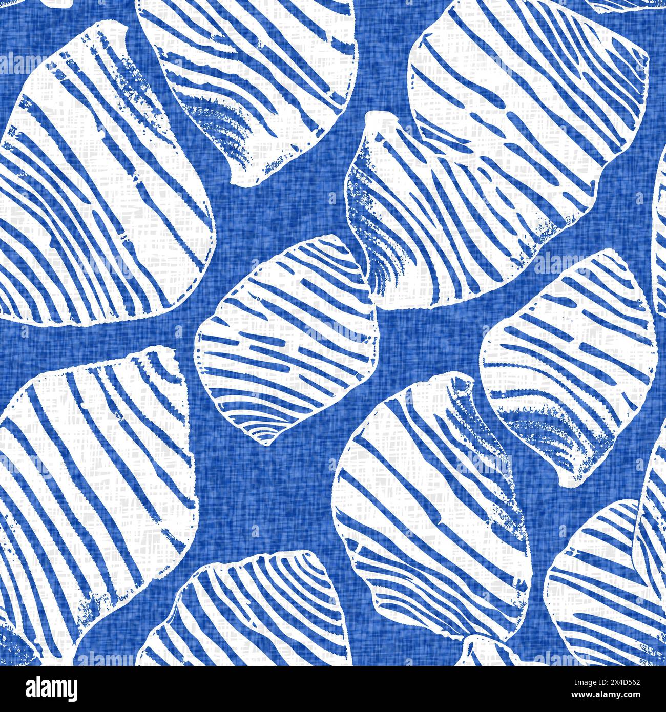 Azure blue white shell motif with linen seamless batik background ...
