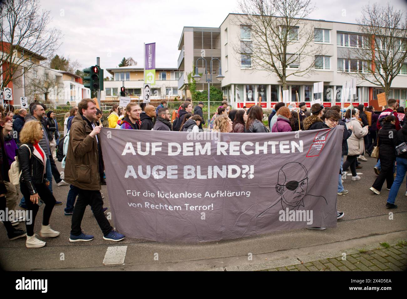 Hanau, Germany, February 17, 2024. Thousands of people participate at the commemoration of ...