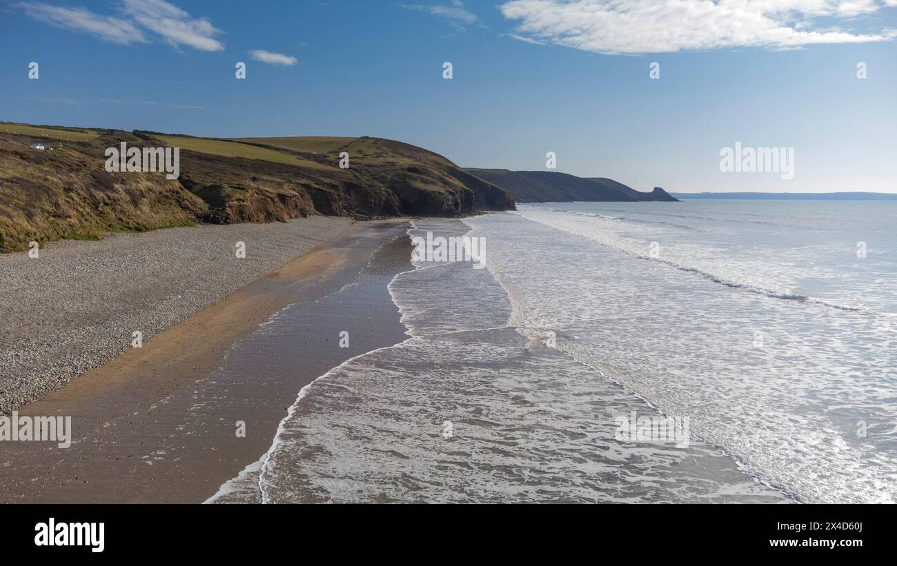Aerial view of Newgale beach,Pembrokeshire,Wales,Atlantic Stock Photo ...