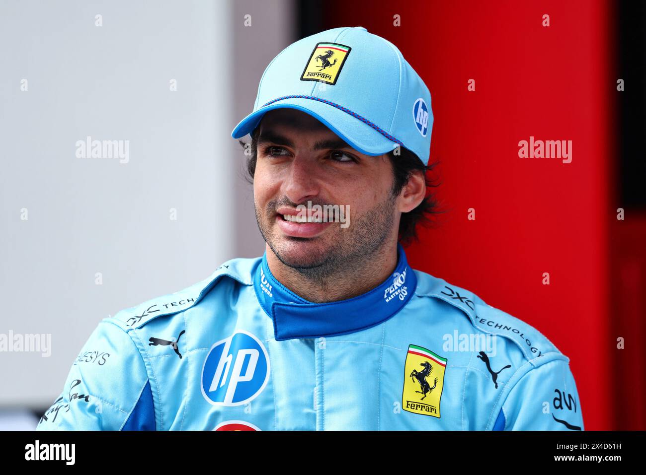 Miami, USA. 02nd May, 2024. Carlos Sainz Jr (ESP) Ferrari - blue race ...