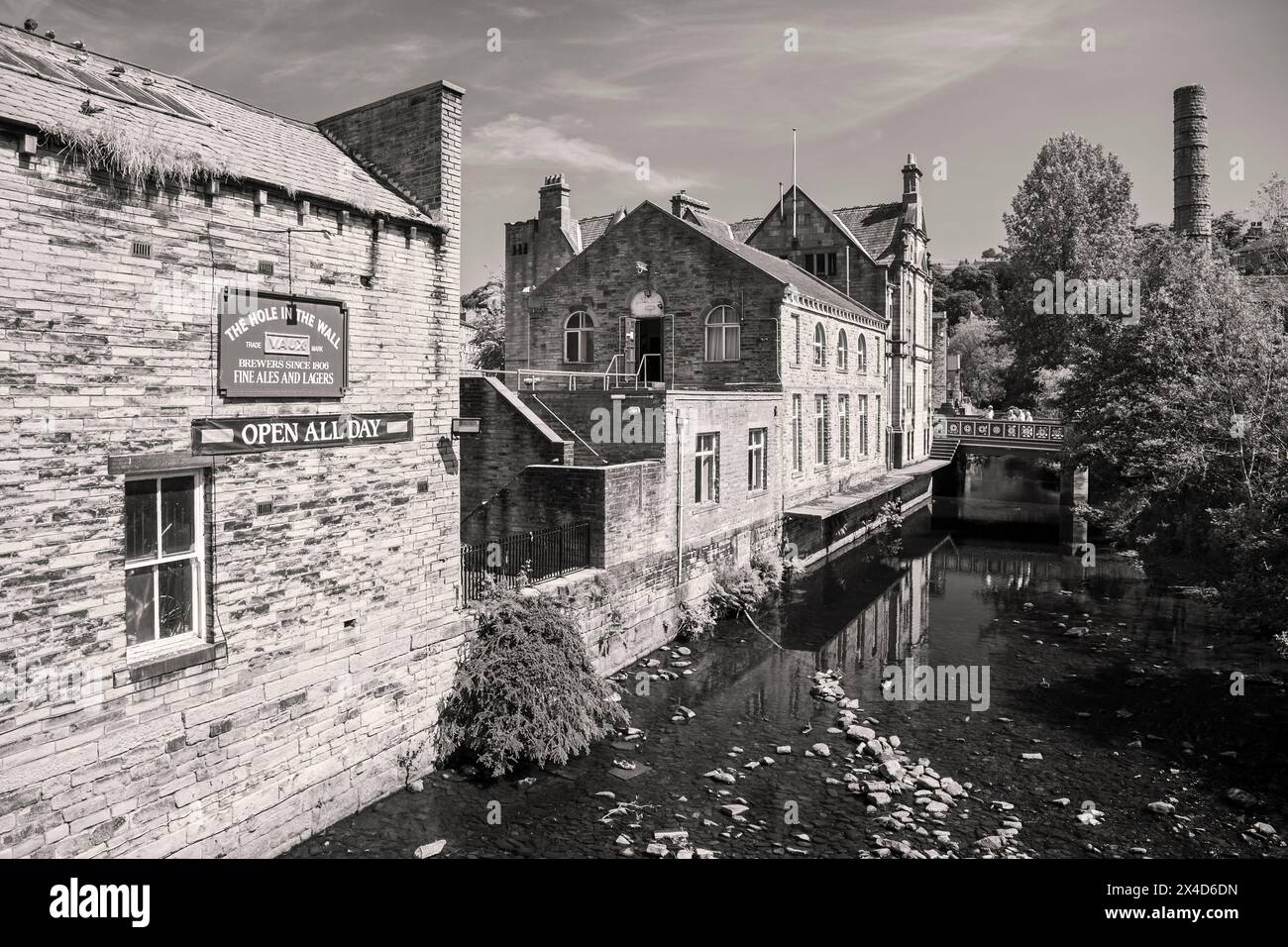 England, West Yorkshire, Hebden Bridge, Views of the Hebden Beck (River ...