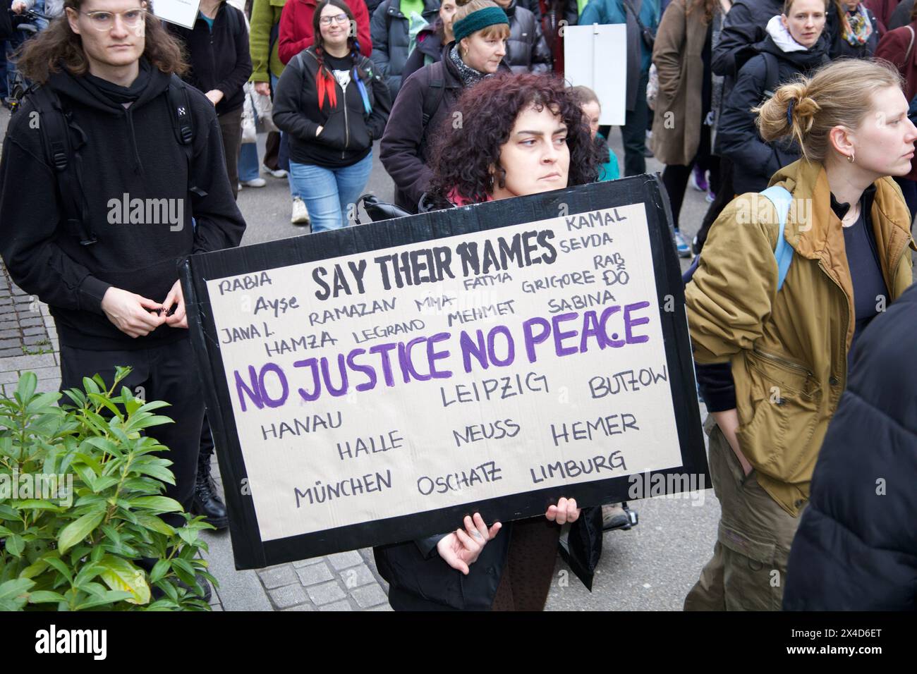 Hanau, Germany, February 17, 2024. Thousands of people participate at the commemoration of ...