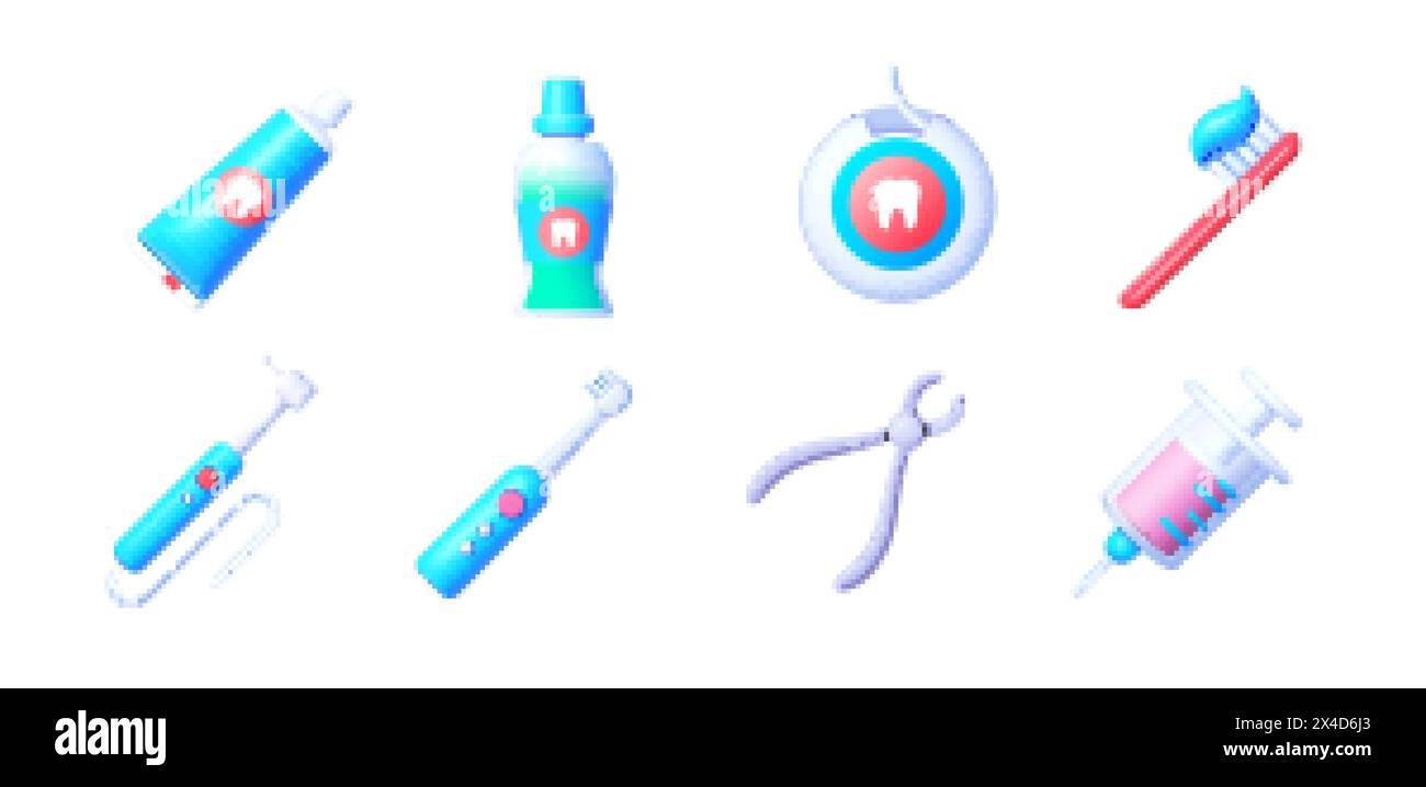 3d icons with dentistry icons 3d for healthcare design. Oral hygiene ...