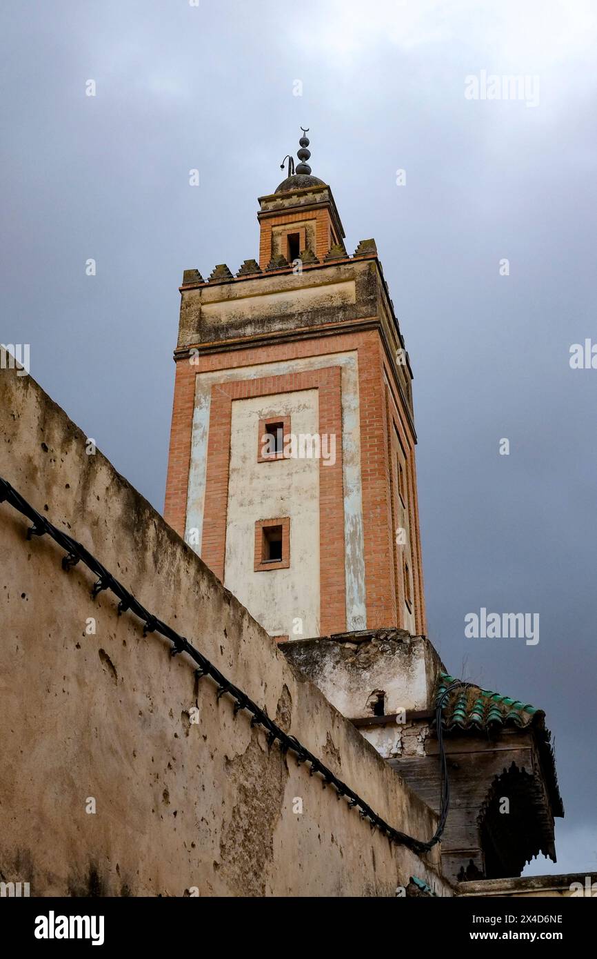 Fes, Morocco. Turret on top of mosque located in the medina Stock Photo ...