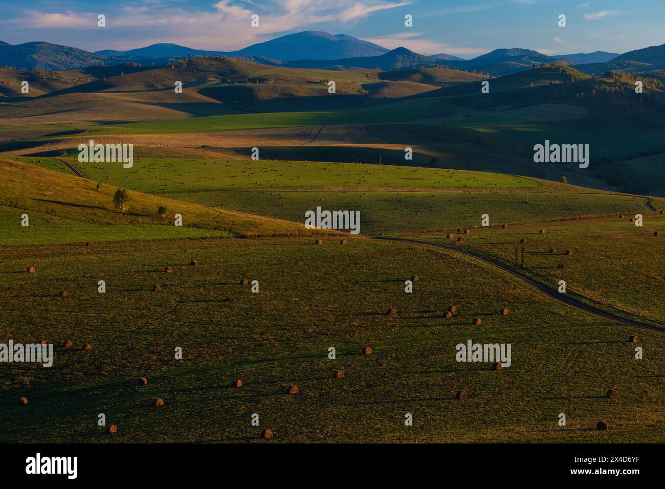 Autumn Siberian countryside landscape, with sunset sky Stock Photo - Alamy
