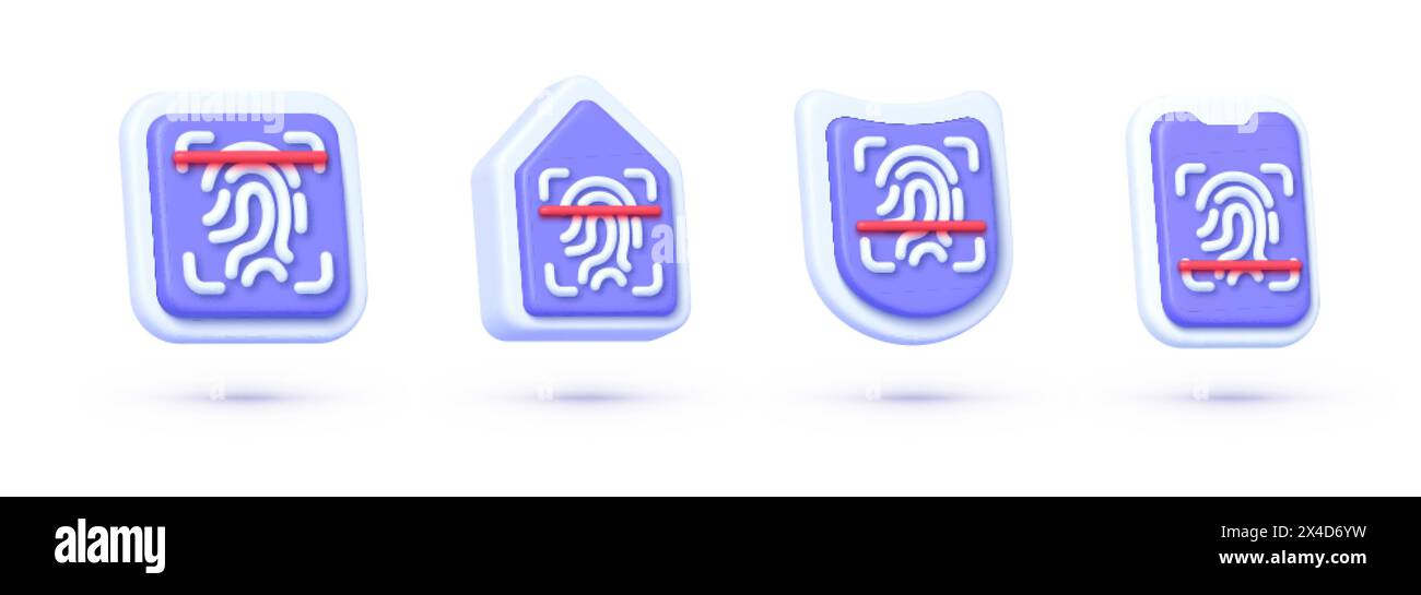 3d finger scan set on white background. Digital illustration. 3d vector ...