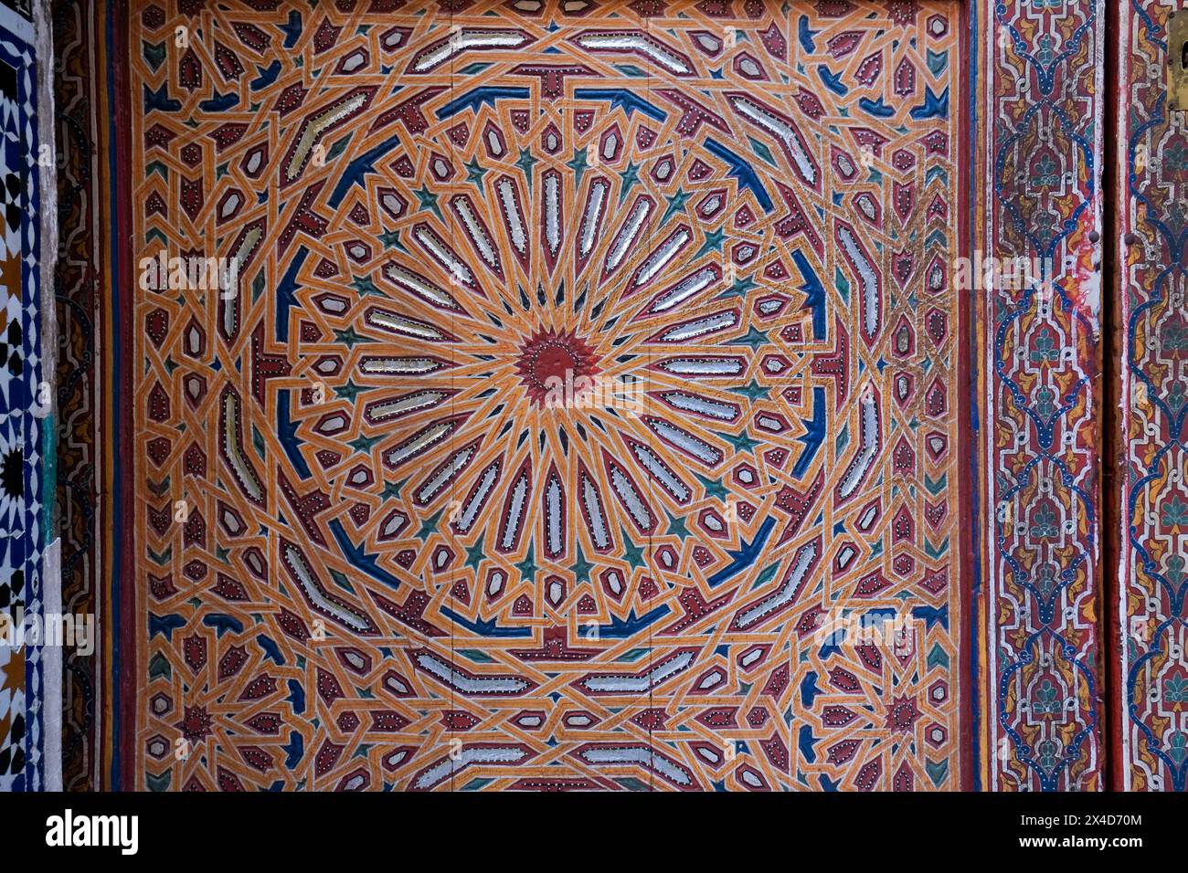 Fes, Morocco. Stunning hand painted door of an old mosque. Design ...