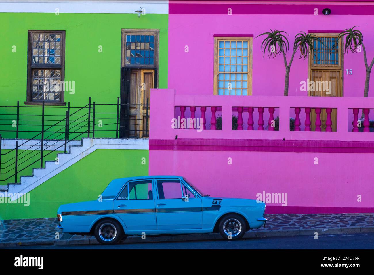 South Africa, Cape Town. Blue car in front of colorful houses Stock ... South Africa, Cape Town. Blue car in front of colorful houses Stock ...